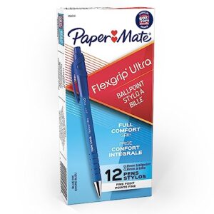 paper mate 9560131 flexgrip ultra retractable ballpoint pens, fine point, blue ink, 12-pack