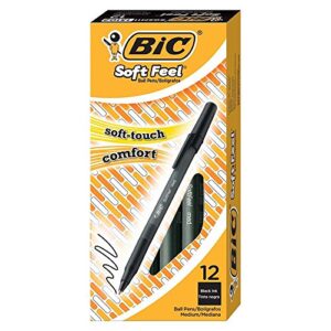 BIC SGSM11BK Soft Feel Stick Ballpoint Pen, Black Ink, 1mm, Medium, Dozen