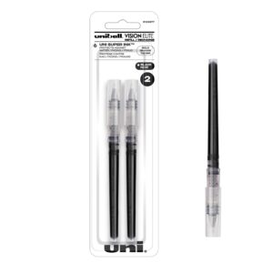 uni-ball vision elite rollerball pens bold point, black refills, 0.8mm (pack of 2)