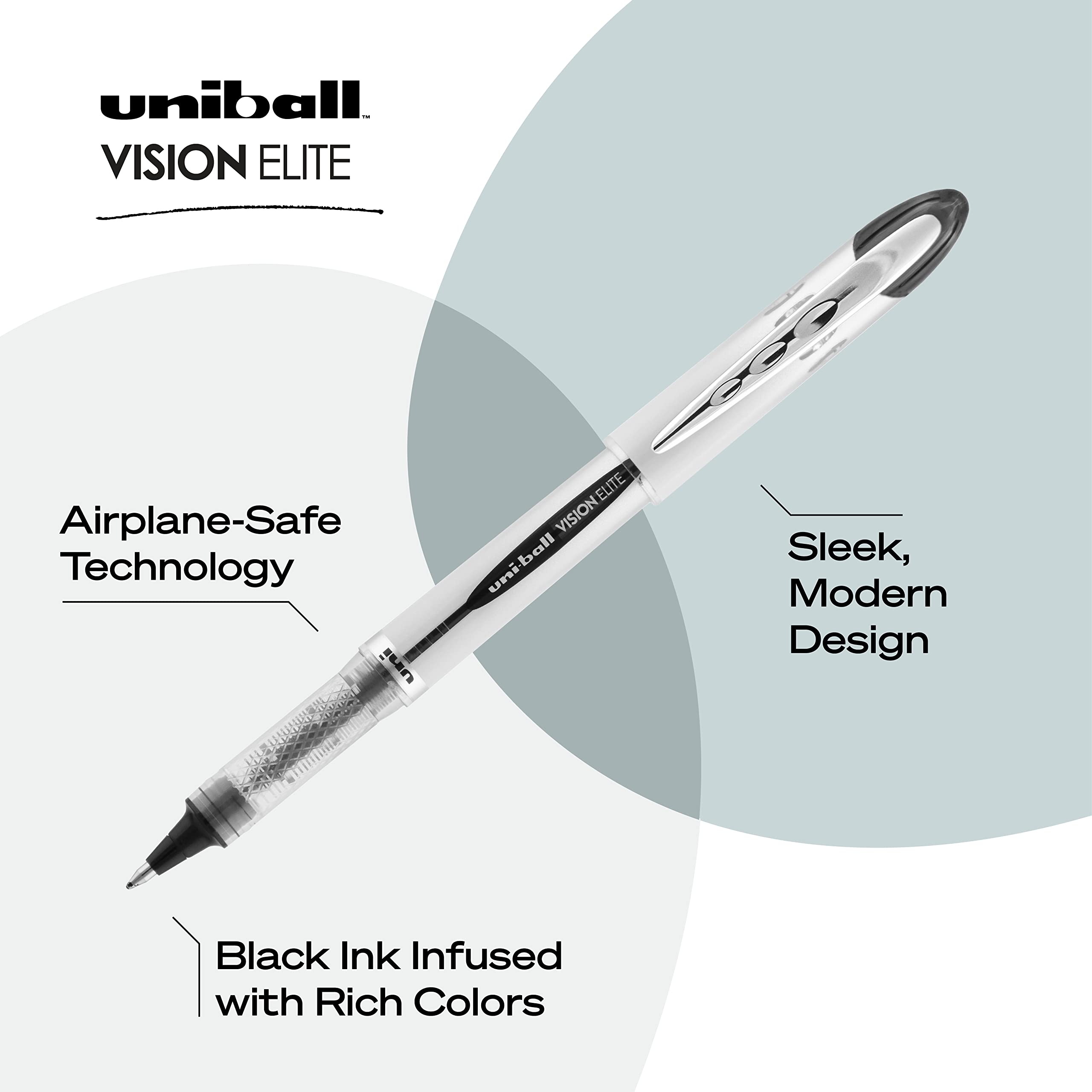 uni-ball Vision Elite Rollerball Pens Bold Point, Black Refills, 0.8mm (Pack of 2)