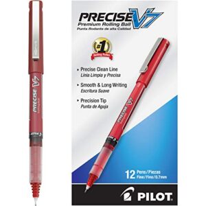 PILOT Precise V7 Stick Liquid Ink Rolling Ball Stick Pens, Fine Point (0.7mm) Red Ink, 12-Pack (35352)