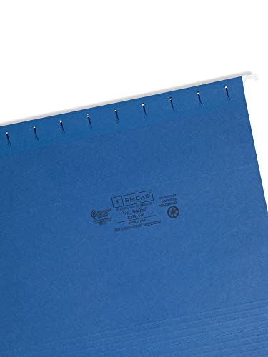 Smead Colored Hanging File Folder with Tab, 1/5-Cut Adjustable Tab, Letter Size, Navy, 25 per Box (64057)