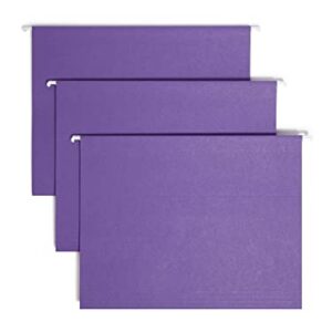 Smead Colored Hanging File Folder with Tab, 1/5-Cut Adjustable Tab, Letter Size, Purple, 25 per Box (64072)