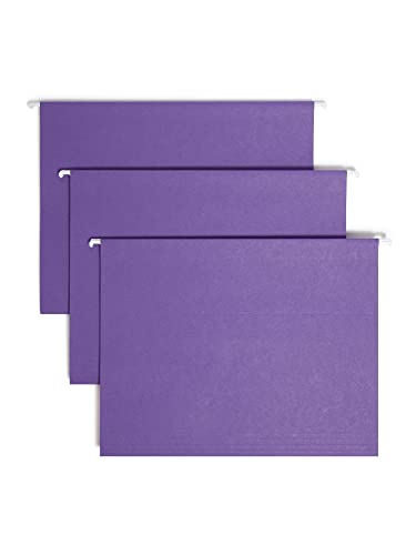 Smead Colored Hanging File Folder with Tab, 1/5-Cut Adjustable Tab, Letter Size, Purple, 25 per Box (64072)