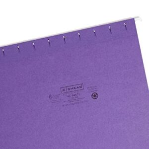 Smead Colored Hanging File Folder with Tab, 1/5-Cut Adjustable Tab, Letter Size, Purple, 25 per Box (64072)