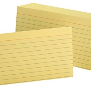 Oxford Ruled Color Index Cards, 3" x 5", Canary, 100 Per Pack (7321 CAN)