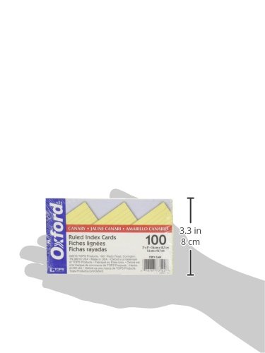 Oxford Ruled Color Index Cards, 3" x 5", Canary, 100 Per Pack (7321 CAN)