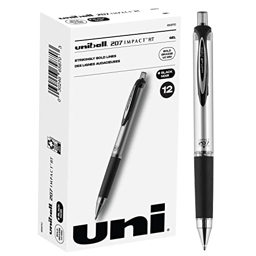 Uni-ball Signo 207, Impact RT Gel Pen 1.0mm Bold Pens, Bulk Pens 12 Pack, Black Ink Pens by Uniball, Try Black Pens, Gel Pens, Colored Pens, Office Supplies, Colorful Pens, Blue Pens Ballpoint