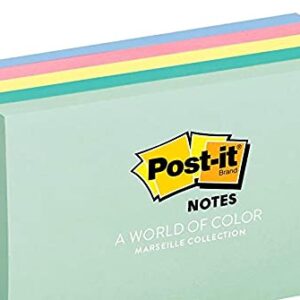 Post-it Notes, 3x5 in, 5 Pads, America's #1 Favorite Sticky Notes, Marseille Collection, Pastel Colors (Pink, Mint, Yellow), Recyclable (655-AST)