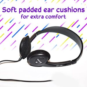 Maxell - 190319 Stereo Headphones - 3.5mm Cord with 6-Foot Length - Soft Padded Ear Cushions, Adjustable Headband for Comfort - Sleek, Lightweight, Wired for Reliable Connection – Black