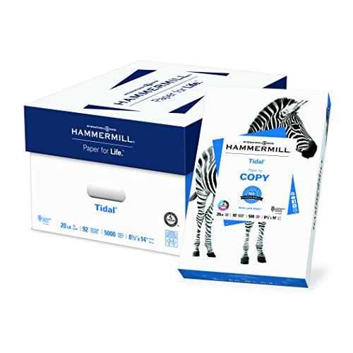 Hammermill Printer Paper, 20 lb Tidal Copy Paper, 8.5 x 14 - 10 Ream (5,000 Sheets) - 92 Bright, Made in the USA, 162016C