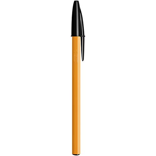 BIC Orange Fine, Ballpoint Pens, Writing Pens with Long-Lasting Ink, Fine Point (0.8 mm), Black Ink, Box of 20