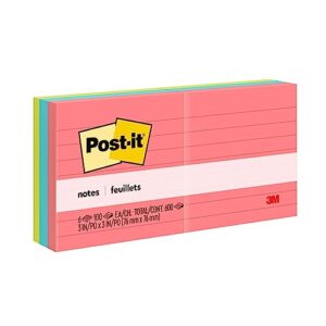 post-it notes, 3x3 in, 6 pads, america's #1 favorite sticky notes, poptimistic collection, bright colors (magenta, pink, blue, green), clean removal, recyclable (630-6an)