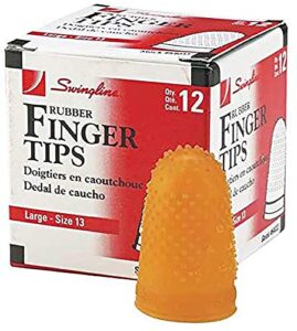 swingline rubber finger tips, finger cots, large - size 13, amber, finger protector for use with swingline staples & swingline staplers, home office desktop accessories, 12 pack (54033)