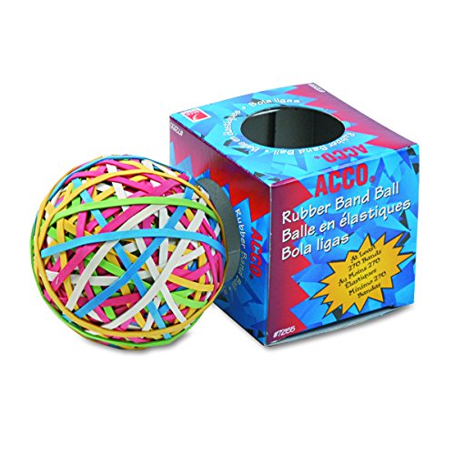 ACCO 72155 Rubber Band Ball, Approximately 270 Rubber Bands, Assorted