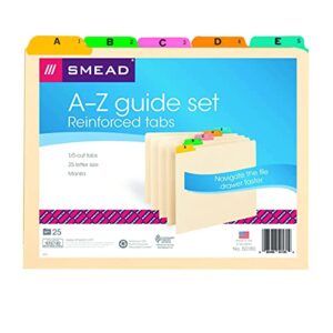 Smead 50180 Recycled Top Tab File Guides, Alpha, 1/5 Tab, Manila, Letter (Set of 25)