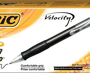 BIC Velocity Retractable Ballpoint Pen, Medium Point (1.0mm), Black, 12-Count