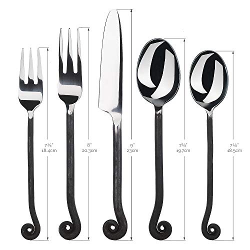 Gourmet Settings 20-Piece Flatware Treble Clef Collection Black Silverware Cutlery Kitchen Sets, Stainless Steel Utensils Knife/Fork/Spoons, Dishwasher Safe