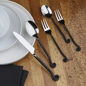 Gourmet Settings 20-Piece Flatware Treble Clef Collection Black Silverware Cutlery Kitchen Sets, Stainless Steel Utensils Knife/Fork/Spoons, Dishwasher Safe