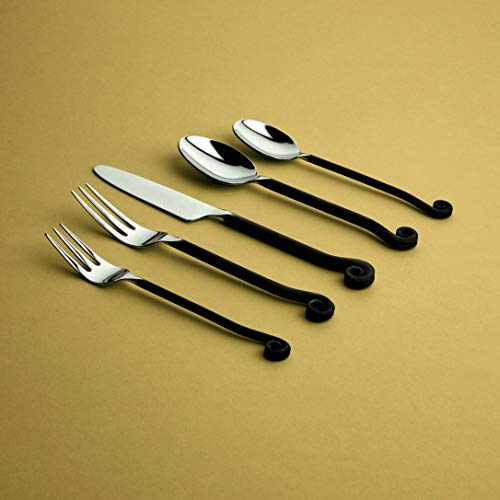 Gourmet Settings 20-Piece Flatware Treble Clef Collection Black Silverware Cutlery Kitchen Sets, Stainless Steel Utensils Knife/Fork/Spoons, Dishwasher Safe