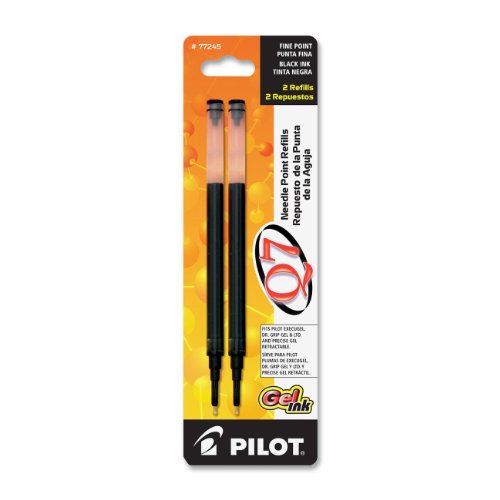 PILOT Q7 Gel Ink Refill for Retractable Needle Point Rolling Ball Pen, Fine Point, Black Ink, 2-Pack (77245)