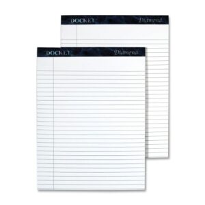 tops docket diamond 100% recycled premium stationery tablet, 8-1/2 x 11-3/4 inches, perforated, white, legal/wide rule, 50 sheets per pad, 2 pads per pack (63975)