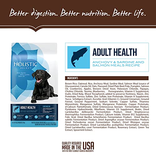 Holistic Select Natural Dry Dog Food, Anchovy & Sardine and Salmon Meal Recipe, 30-Pound Bag, Seafood