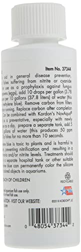 Kordon Methylene Blue Disease Preventative – Safe for Freshwater & Saltwater Aquariums, Prevents Fungal Infections & Treats Parasites, Reduces Fish Stress, 4-Ounces