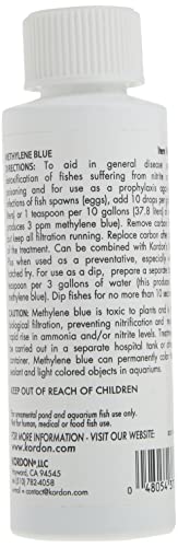 Kordon Methylene Blue Disease Preventative – Safe for Freshwater & Saltwater Aquariums, Prevents Fungal Infections & Treats Parasites, Reduces Fish Stress, 4-Ounces