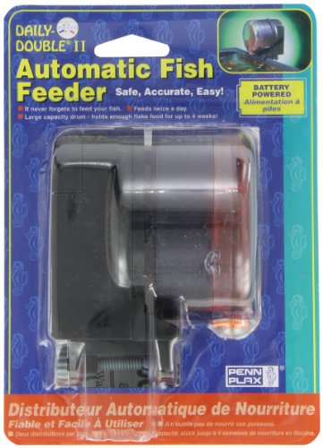 PENN-PLAX Daily-Double II Automatic Fish Feeder for Aquariums – Battery Operated (AA) – Great for Vacations, Holidays, and Weekend Travel