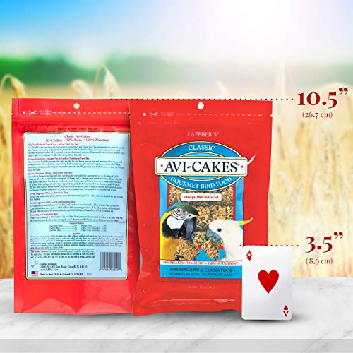 LAFEBER'S Classic Avi-Cakes Pet Bird Food, Made with Non-GMO and Human-Grade Ingredients, for Macaws & Cockatoos, 1 lb