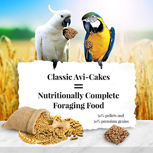 LAFEBER'S Classic Avi-Cakes Pet Bird Food, Made with Non-GMO and Human-Grade Ingredients, for Macaws & Cockatoos, 1 lb