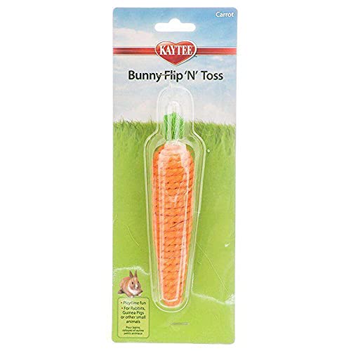 Kaytee Bunny Flip-N-Toss Toy Carrot for Rabbits, Guinea Pigs, and Other Small Animals