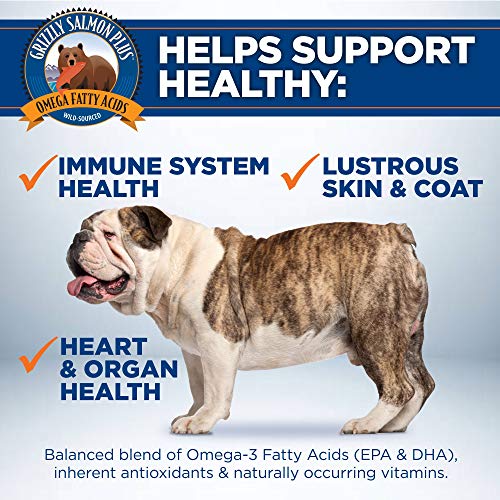 Grizzly Wild Alaskan Salmon Oil Dog Food Supplement Omega 3 Fatty Acids, 32 oz