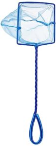 marina 3-inch blue fine nylon net with 10-inch handle, aquarium maintenance tool, blue, 11273