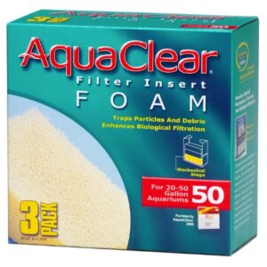 AquaClear 50 Foam Filter Inserts, Aquarium Filter Replacement Media, 3-Pack, A1394