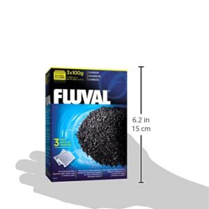 Fluval Carbon Filter Media for Aquariums, Premium Bituminous Carbon Inserts, 100-gram Nylon Bags, 3-Pack, A1440