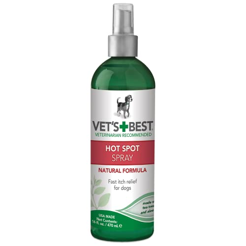 Vet’s Best Dog Hot Spot Itch Relief Spray | Relieves Dry Skin, Rash, Scratching, Licking, Itchy Skin, and Hot Spots | No-Sting and Alcohol Free | 16 Ounces