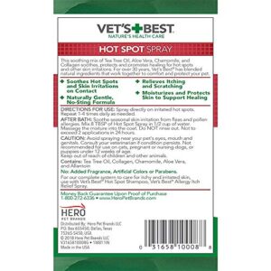 Vet’s Best Dog Hot Spot Itch Relief Spray | Relieves Dry Skin, Rash, Scratching, Licking, Itchy Skin, and Hot Spots | No-Sting and Alcohol Free | 16 Ounces