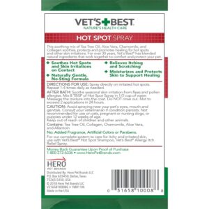 Vet’s Best Dog Hot Spot Itch Relief Spray | Relieves Dry Skin, Rash, Scratching, Licking, Itchy Skin, and Hot Spots | No-Sting and Alcohol Free | 16 Ounces