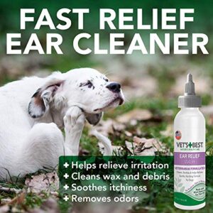 Vet's Best Dog Ear Cleaner Kit | Multi-Symptom Ear Relief | Wash & Dry Treatment | Alcohol-Free 4 Fl Oz (Pack of 2)