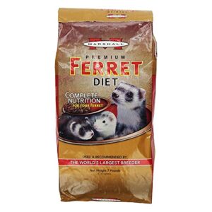 marshall pet products natural complete nutrition premium ferret diet food with real chicken protein, highly digestible, 7 lbs