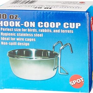 SPOT By Ethical Products - Stainless Steel Coop Cup Wire Hanger Kennel Pet Bowl For Dogs Cats Birds and Reptiles - 10oz