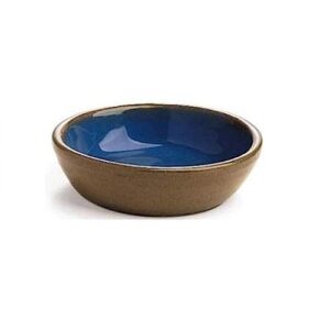 ethical 5-inch cat or reptile stoneware dish,tan/blue