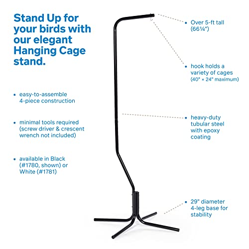 Prevue Hendryx Tubular Steel Hanging Bird Cage Stand 1780 Black, 24-Inch by 24-Inch by 62-Inch