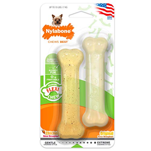 Nylabone FlexiChew Bone Dog Chew Toys Flexi Chicken X-Small/Petite (1 Count)