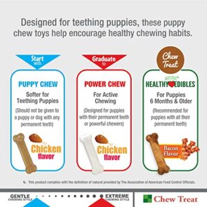 Nylabone Puppy Chew Toy & Treat Starter Pack - Puppy Chew Toys for Teething - Long Lasting Puppy Chew Treat - Puppy Supplies - Chicken & Bacon Flavor, Small (3 Count)