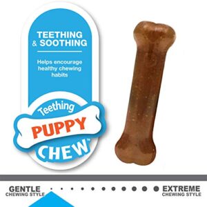 Nylabone Puppy Chew Toy & Treat Starter Pack - Puppy Chew Toys for Teething - Long Lasting Puppy Chew Treat - Puppy Supplies - Chicken & Bacon Flavor, Small (3 Count)