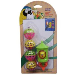 penn-plax bird play pack – 3 pieces: lattice balls, bobbing bird, and two way mirror