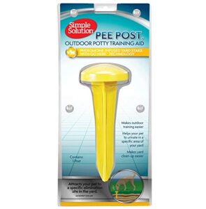 simple solution pee post outdoor potty training aid | pheromone-infused yard stake with go here™ technology | 13 inch stake